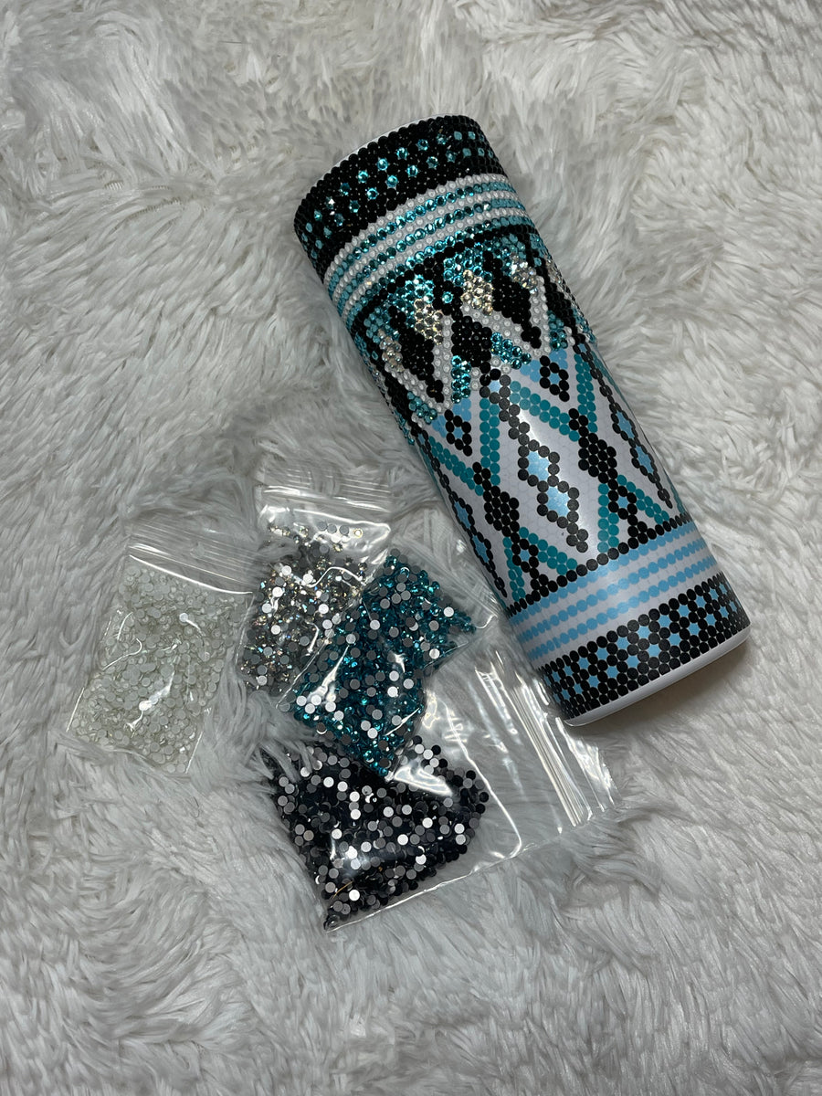 Teal Aztec Template Cup Wrap – Graceful Rose Stones